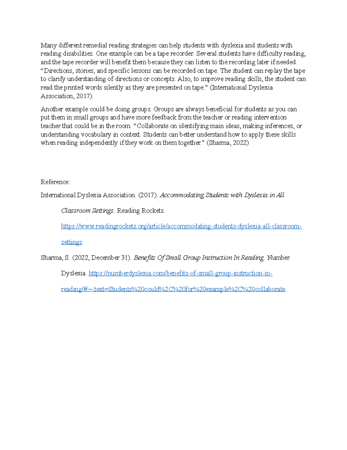 Wk 5 DQ 1 - Topic 5 Week 5 DQ 1 - Many different remedial reading ...