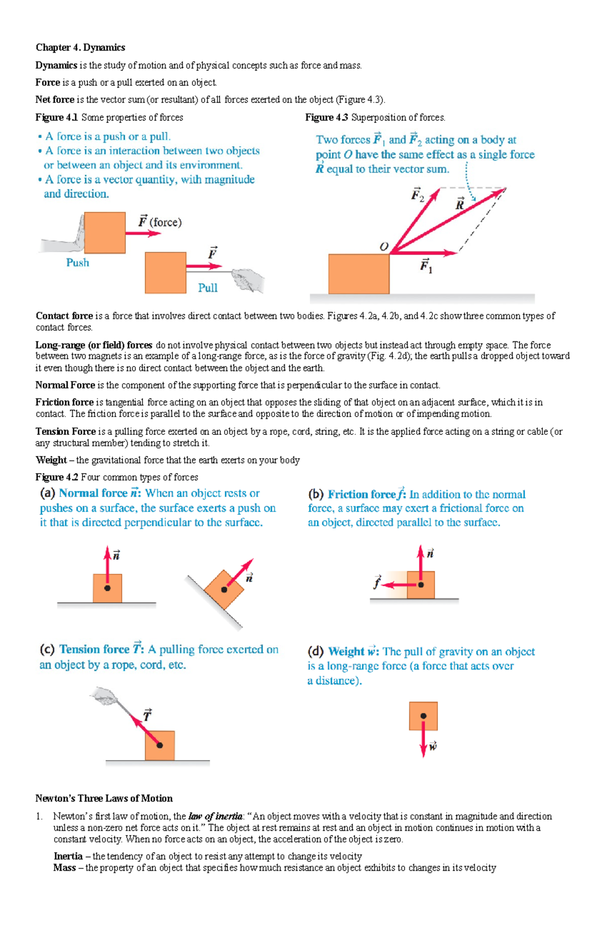 Chapter 4. Dynamics - Physics for Engineers - Chapter 4. Dynamics Dynamics is the study of ...