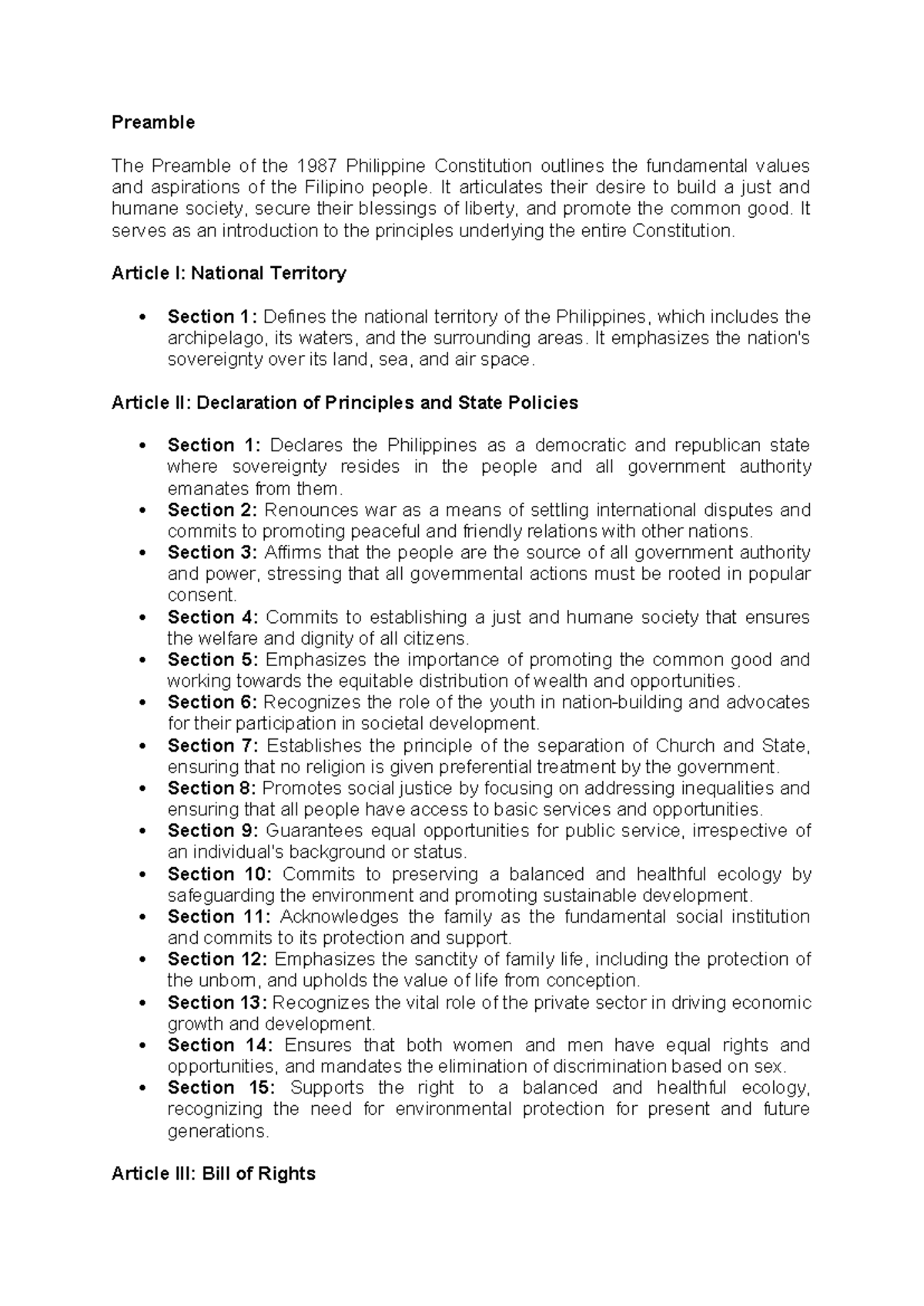 1987 PH Constitution Reviewer - Preamble The Preamble of the 1987 ...