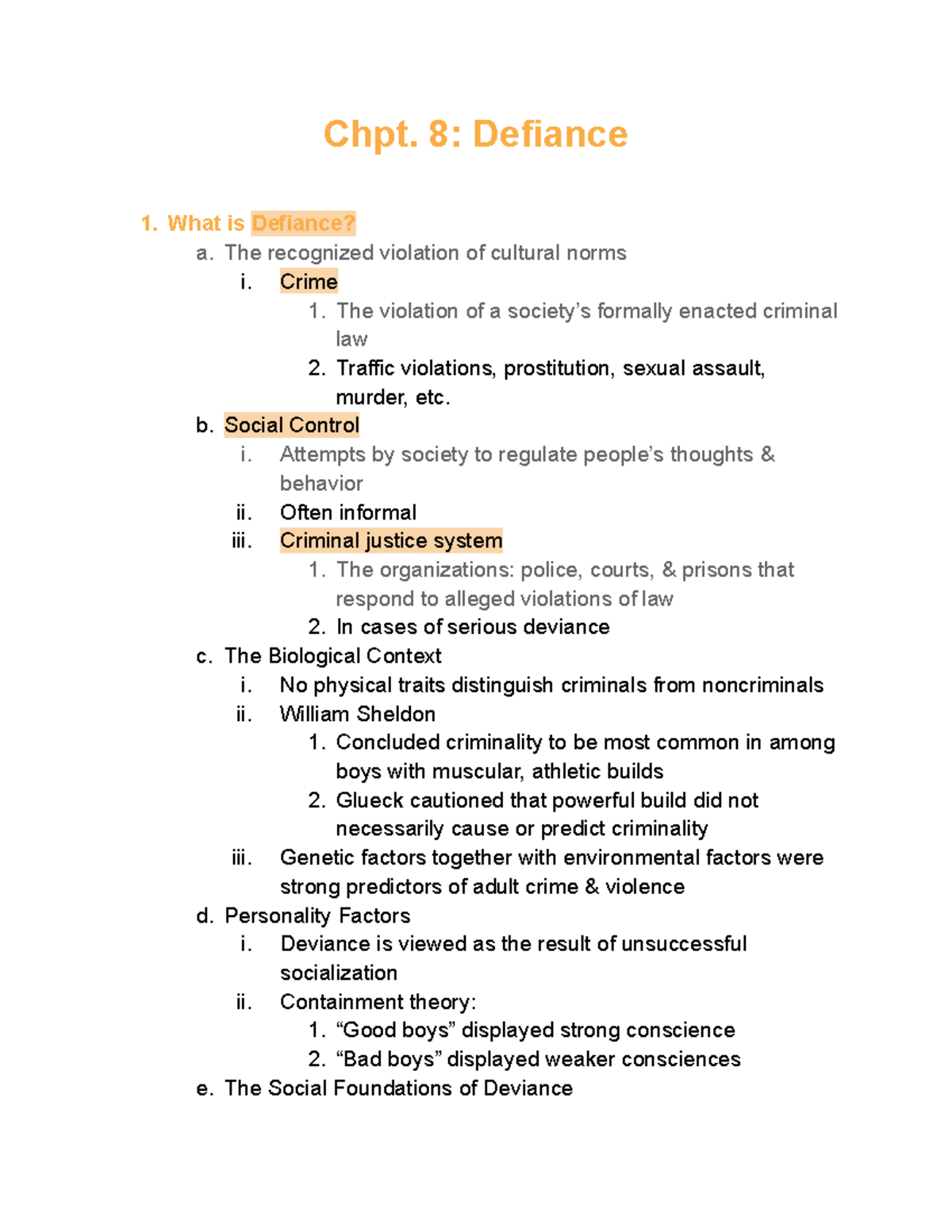 Chpt 8 notes-3 - chapter notes - Chpt. 8: Defiance 1. What is Defiance ...