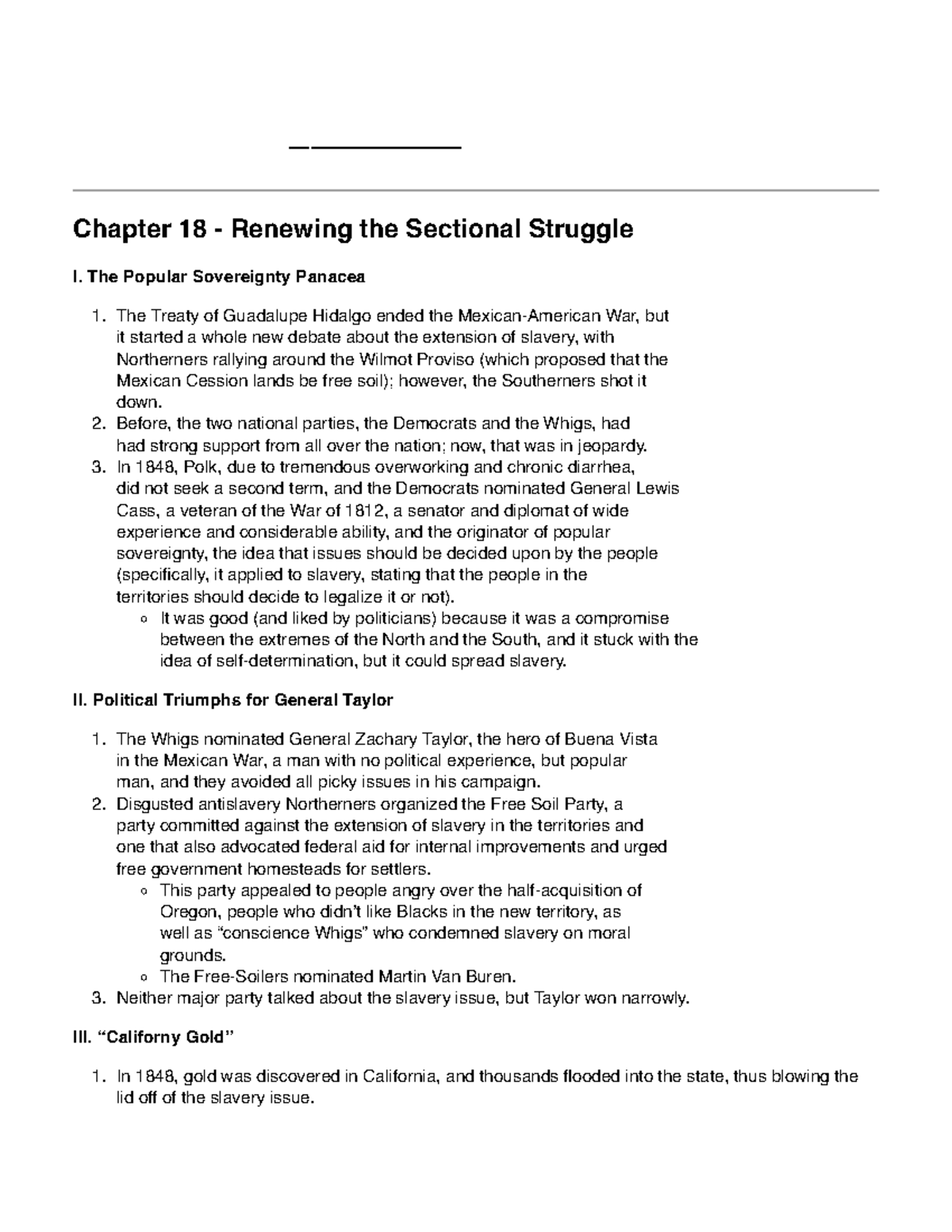 Chapter 18 - Renewing the Sectional Struggle - Chapter 18 - Renewing the Sectional Struggle I ...