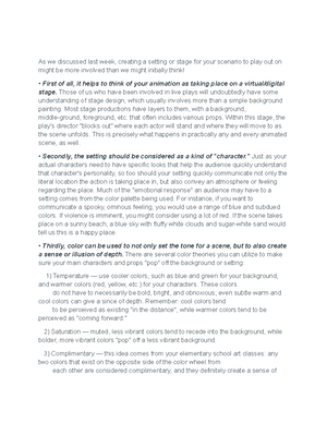 Animation mid-term - According to the 12 rules of animation, what is ...