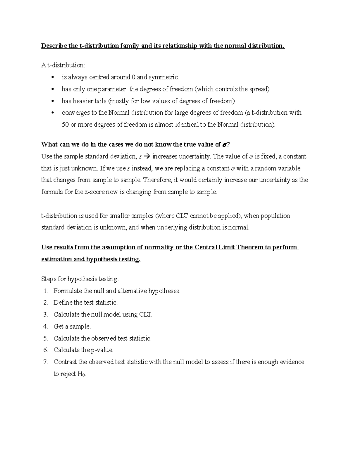 STAT 201 Week 9 LO - STAT 201 Week 9 LO - Describe the t-distribution family and its ...