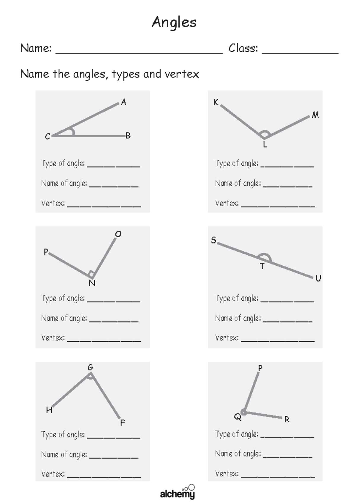 Primary Maths Worksheet (Angles) - Name: ________________________ Class ...