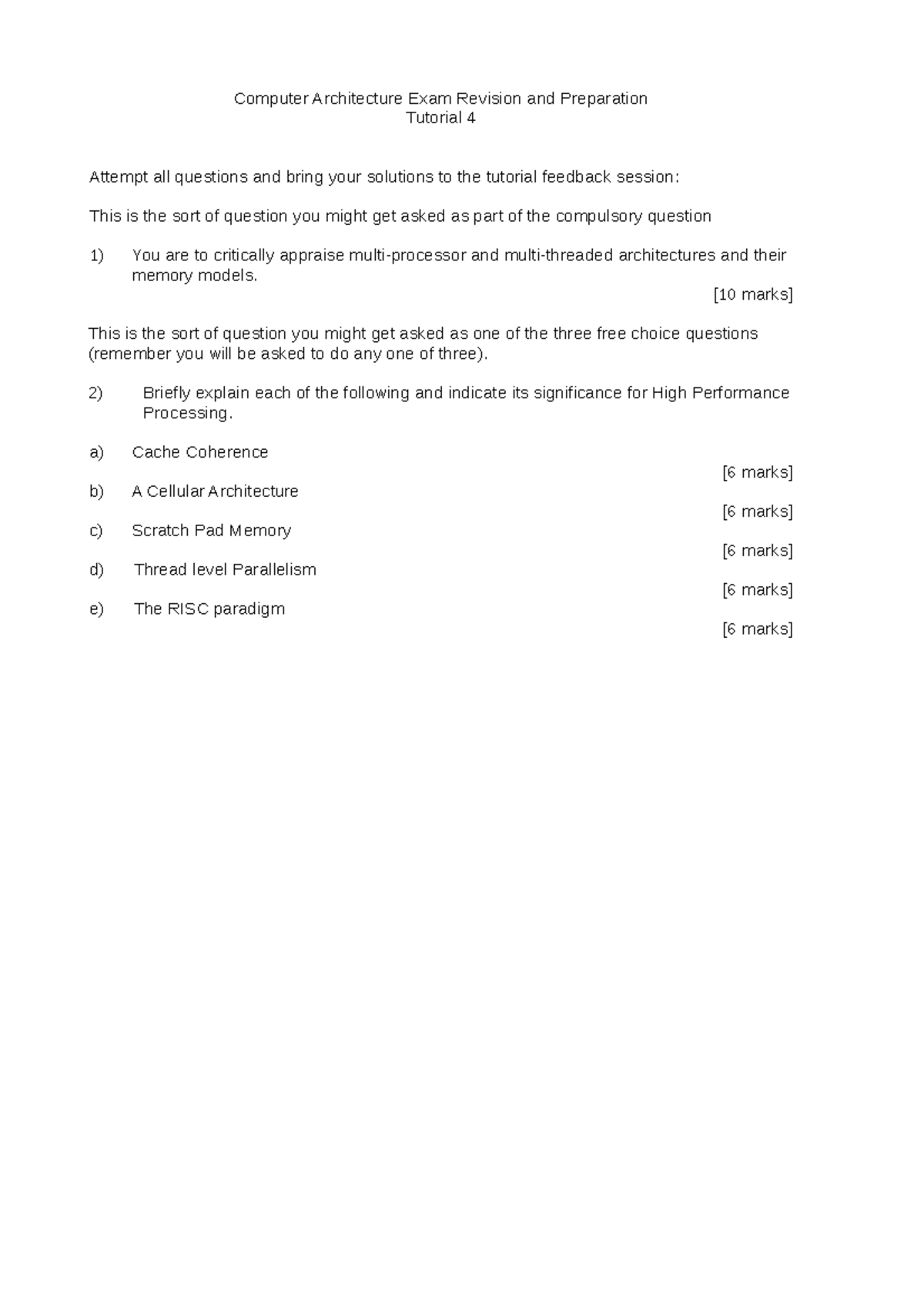 Exam Revision And Preparation Part 1 Computer Architecture Exam Revision And Preparation