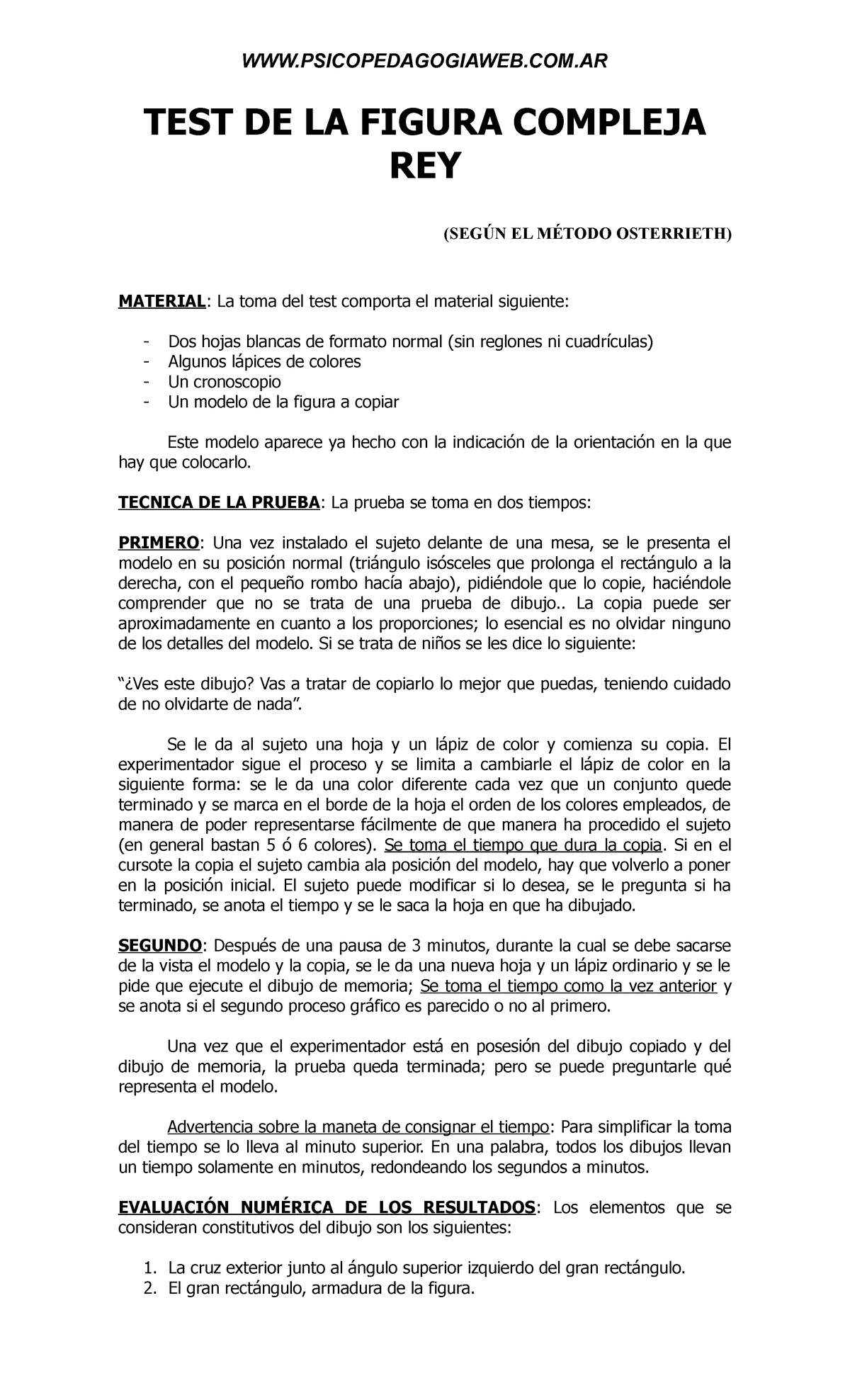 Test de la figura compleja rey - TEST DE LA FIGURA COMPLEJA REY (SEGÚN ...