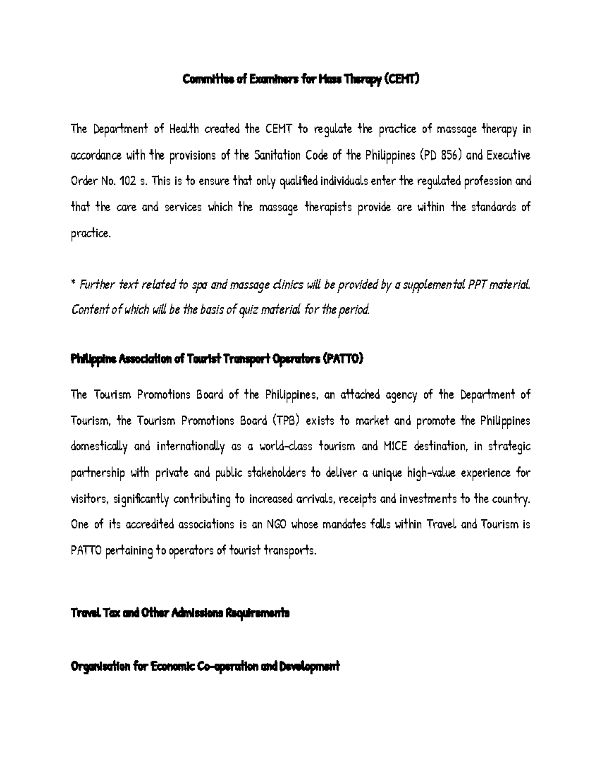 Committee of Examiners for Mass Therapy (CEMT) - 102 s. This is to ...