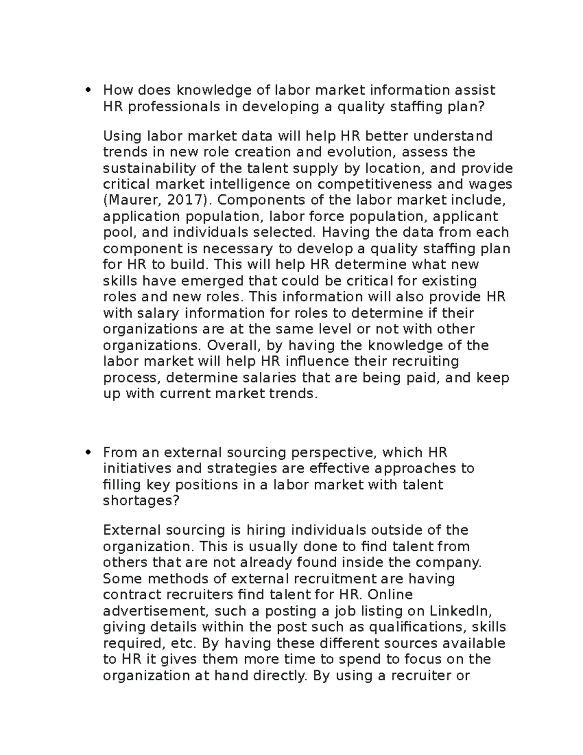 How does knowledge of labor market information assist HR professionals ...