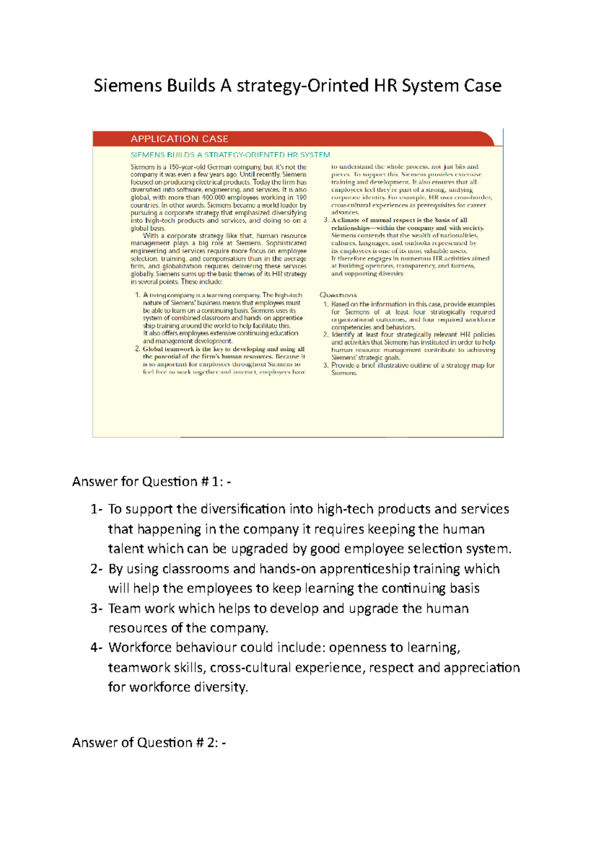 Siemens Builds A strategy-Oriented HR System - 2- By using classrooms and hands-on ...