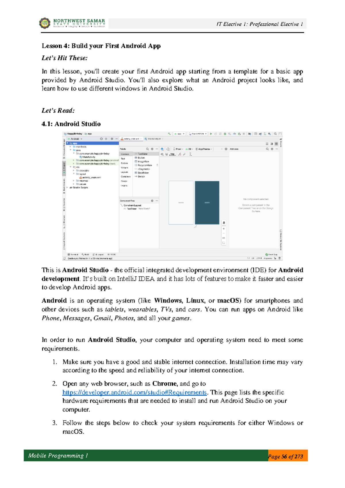 Lesson 4 Build your first Android app - Mobile Programming 1 Lesson 4: Build your First Android ...