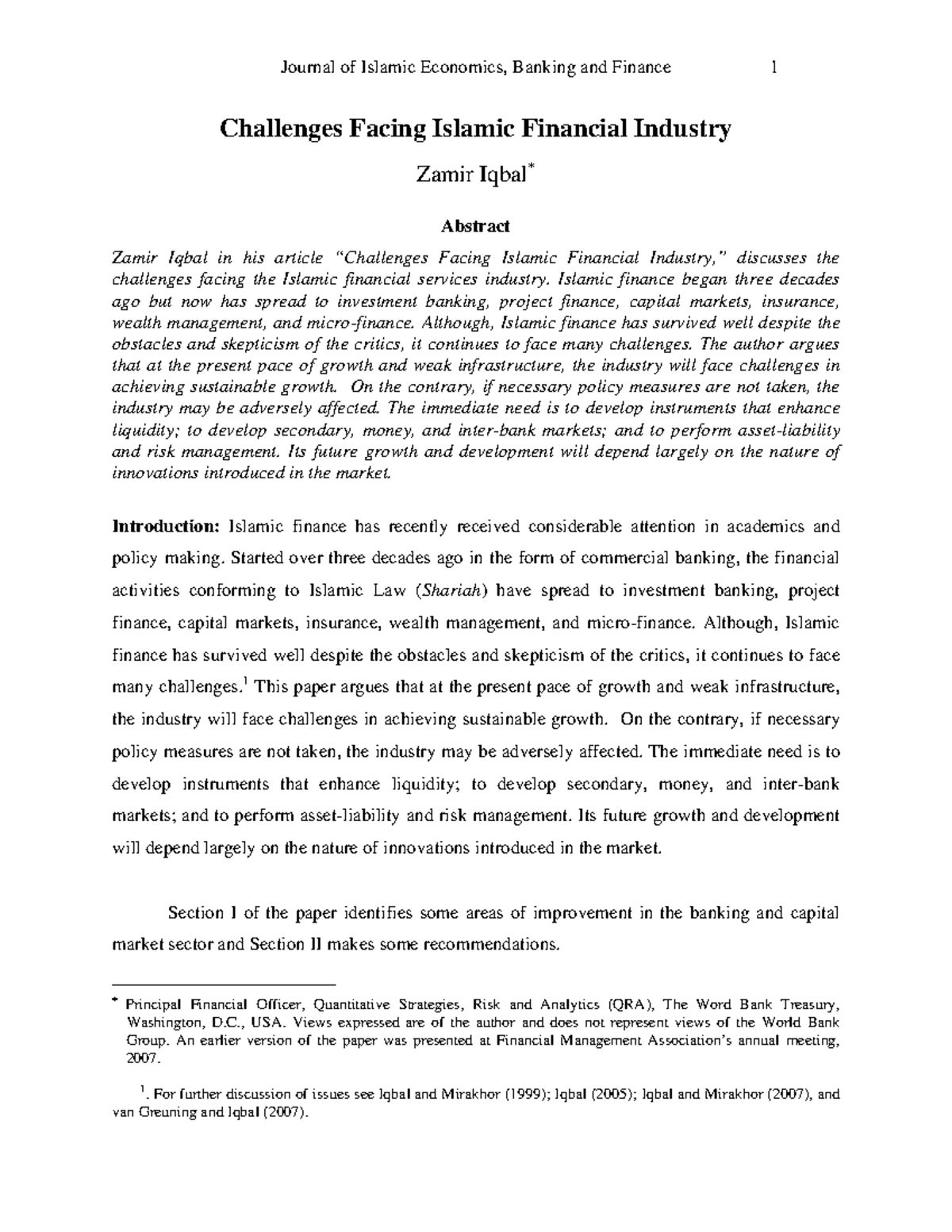 Challenges Facing Islamic Financial Industry - Islamic finance began ...