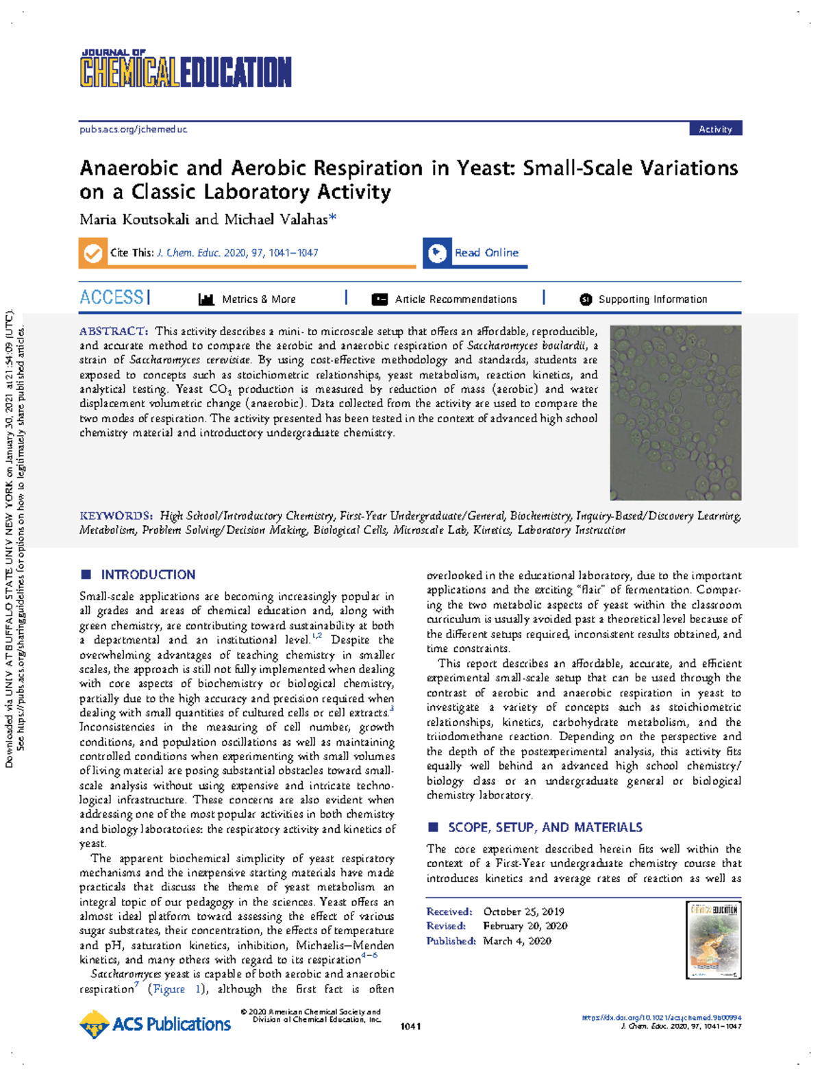 Lab #4 Anaerobic and Aerobic Respiration in Yeast- Small scale ...