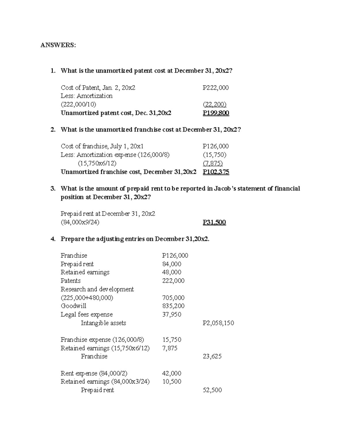 01 Quiz 1 01 Audit of Intangbile Assets and Prepayments - ANSWERS: 1 ...