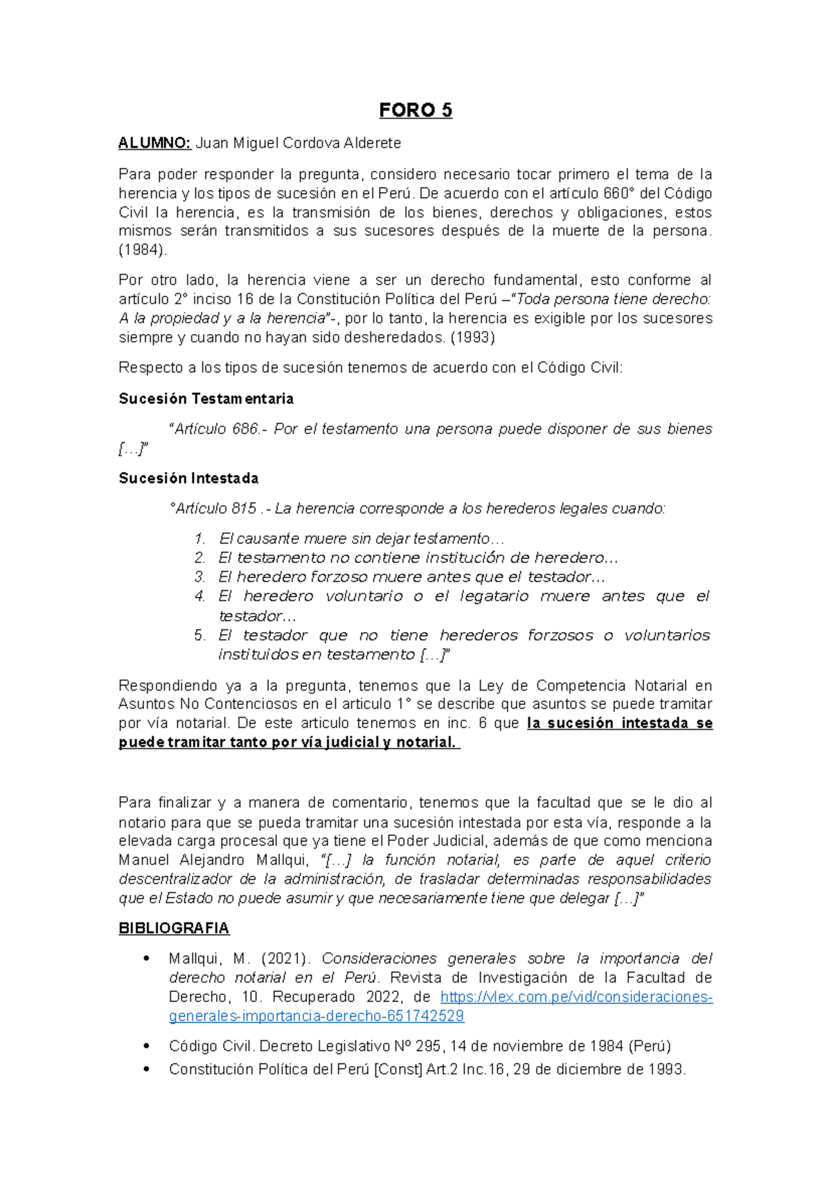 FORO 5 - PRACTICA - FORO 5 ALUMNO: Juan Miguel Cordova Alderete Para poder responder la pregunta ...