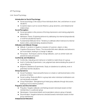 Unit 4 AP Psychology BIG Review - Social Psychology Attribution Theory ...