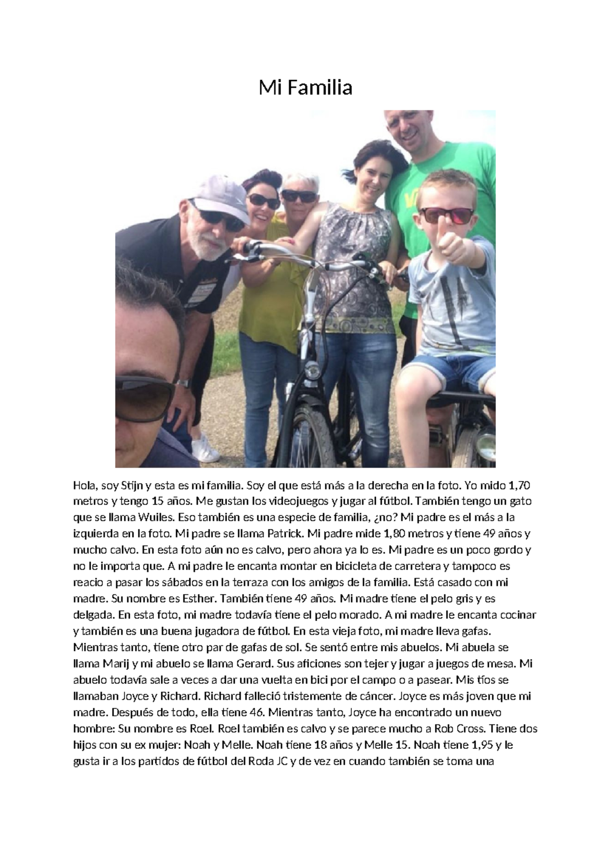 Mi Familia Espanol - Opdracht over familie - Mi Familia Hola, soy Stijn ...