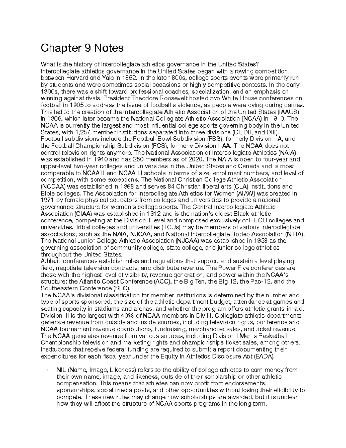 Chapter 9 Notes - Chapter 9 Notes What is the history of ...