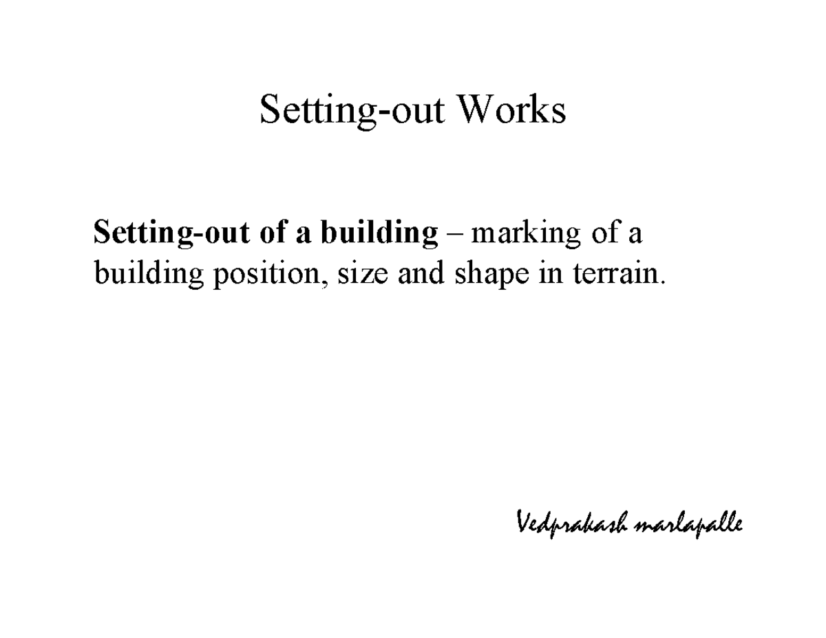 55305253 - lecture notes - Setting-out Works Setting-out of a building ...