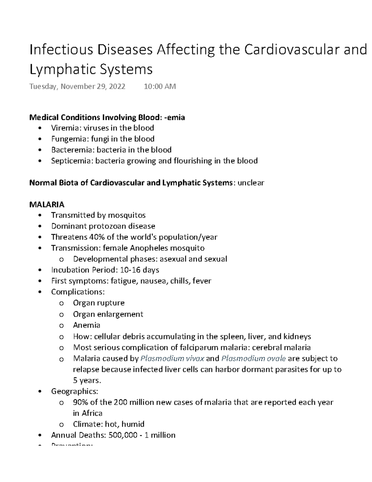 Infectious Diseases Affecting the Cardiovascular and Lymphatic Systems ...