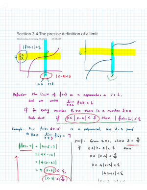 Section 2.5 Calculus - § 2 Continuous Def : A function f- is continuous ...