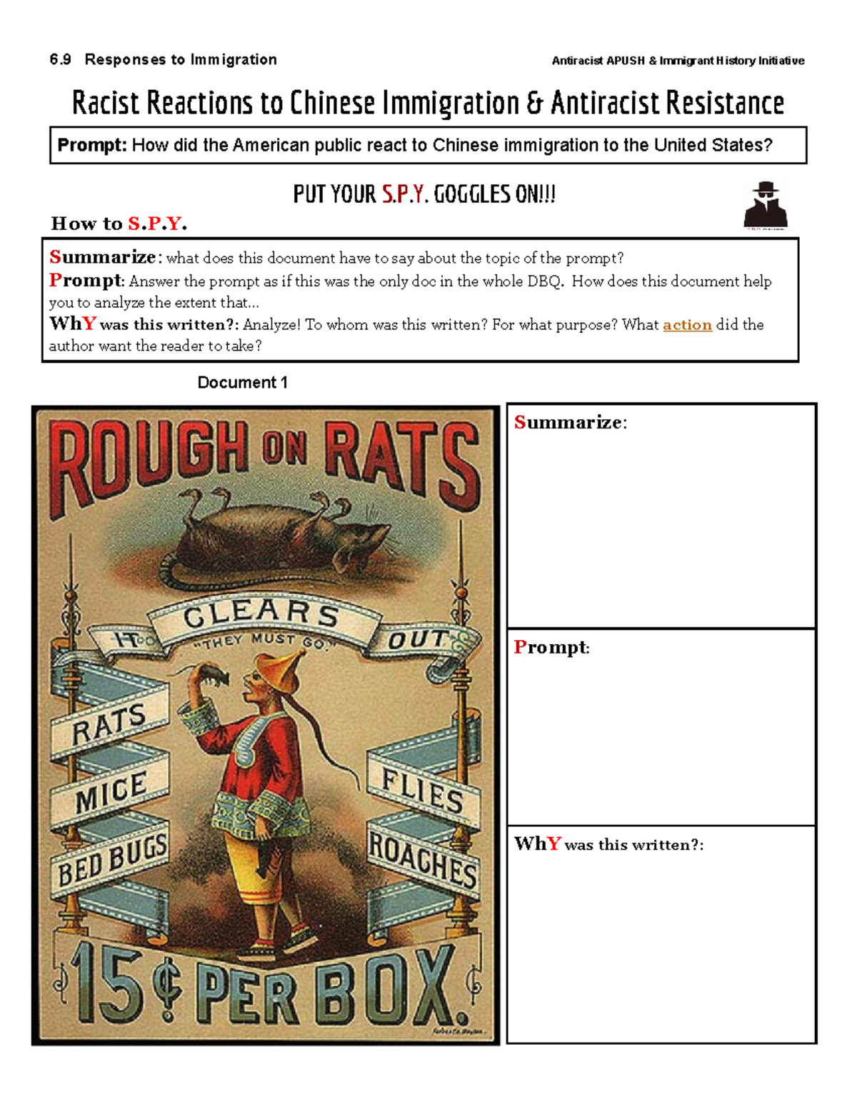 Apush Handout Reactions to Chinese Immigration - 6 Responses to ...