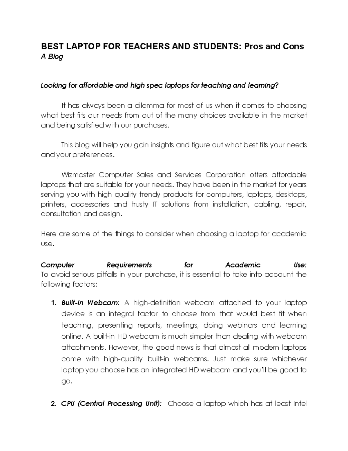 PROs and CONs blog - Content Marketing Blog - BEST LAPTOP FOR TEACHERS ...