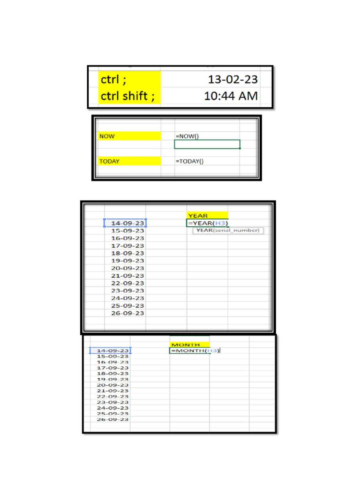 . .Date amd time formulas - Bachelor's of commerce - ctrl ctrl shift 10:44 AM NOW TODAY YEAR ...