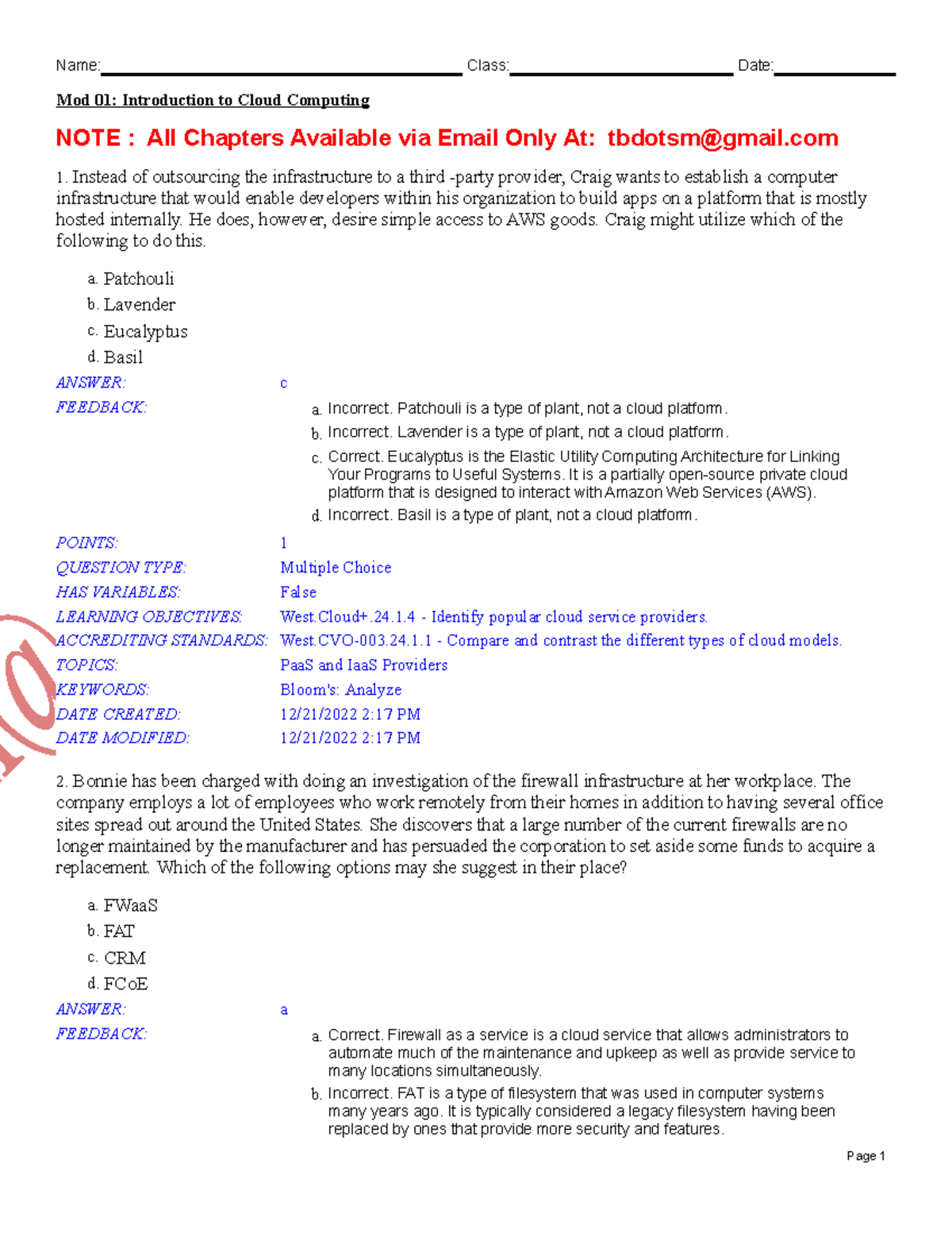 Introduction to Cloud Computing Quiz - Studocu