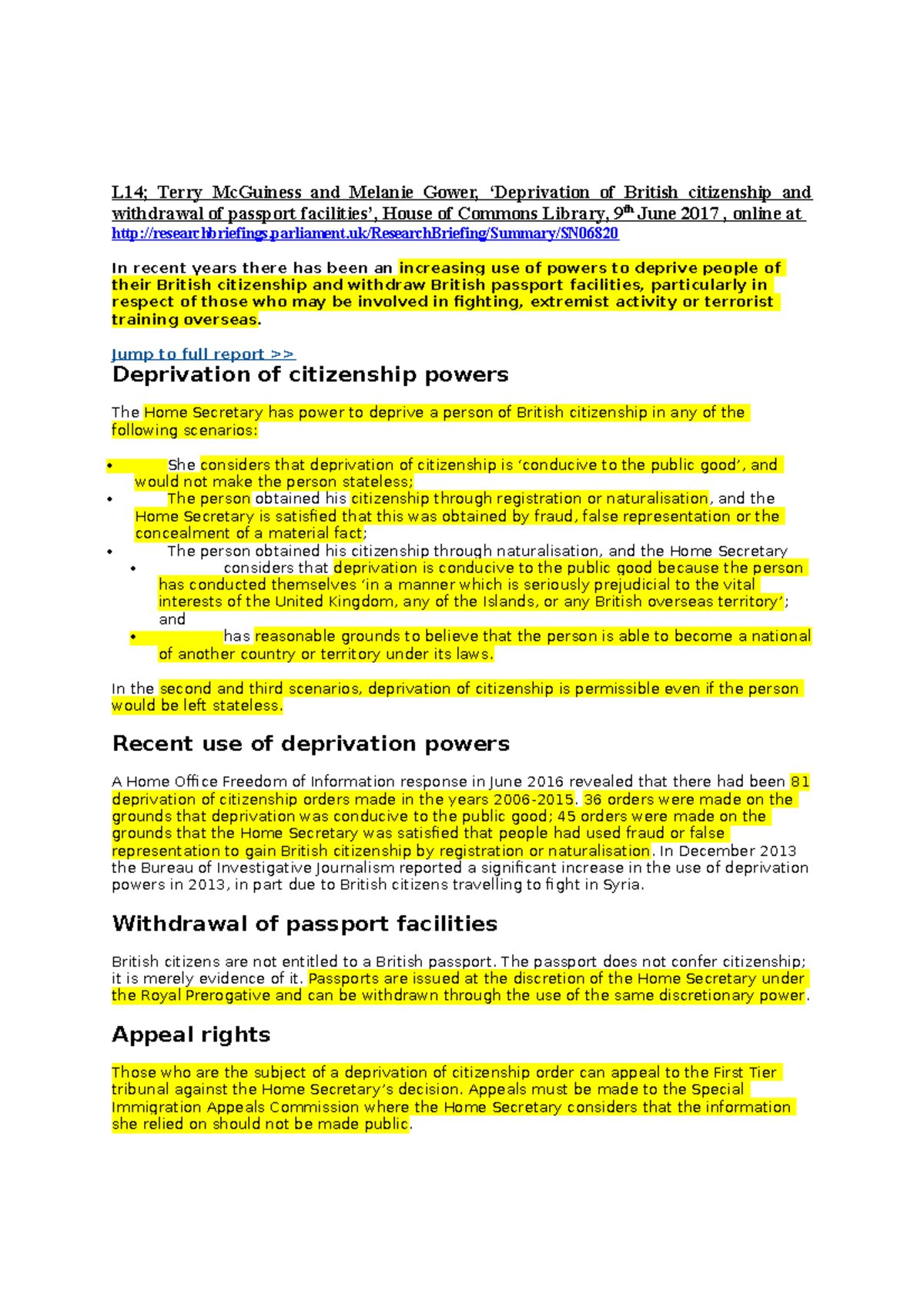 L14 Terry - LECTURE 14 NOTES - L14; Terry McGuiness and Melanie Gower ...