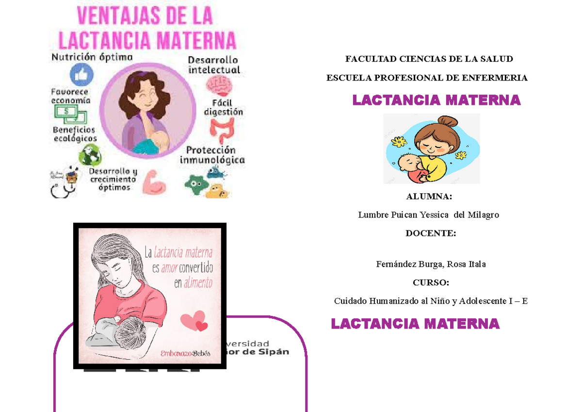 Lactancia Materna - enfermería I - FACULTAD CIENCIAS DE LA SALUD ...