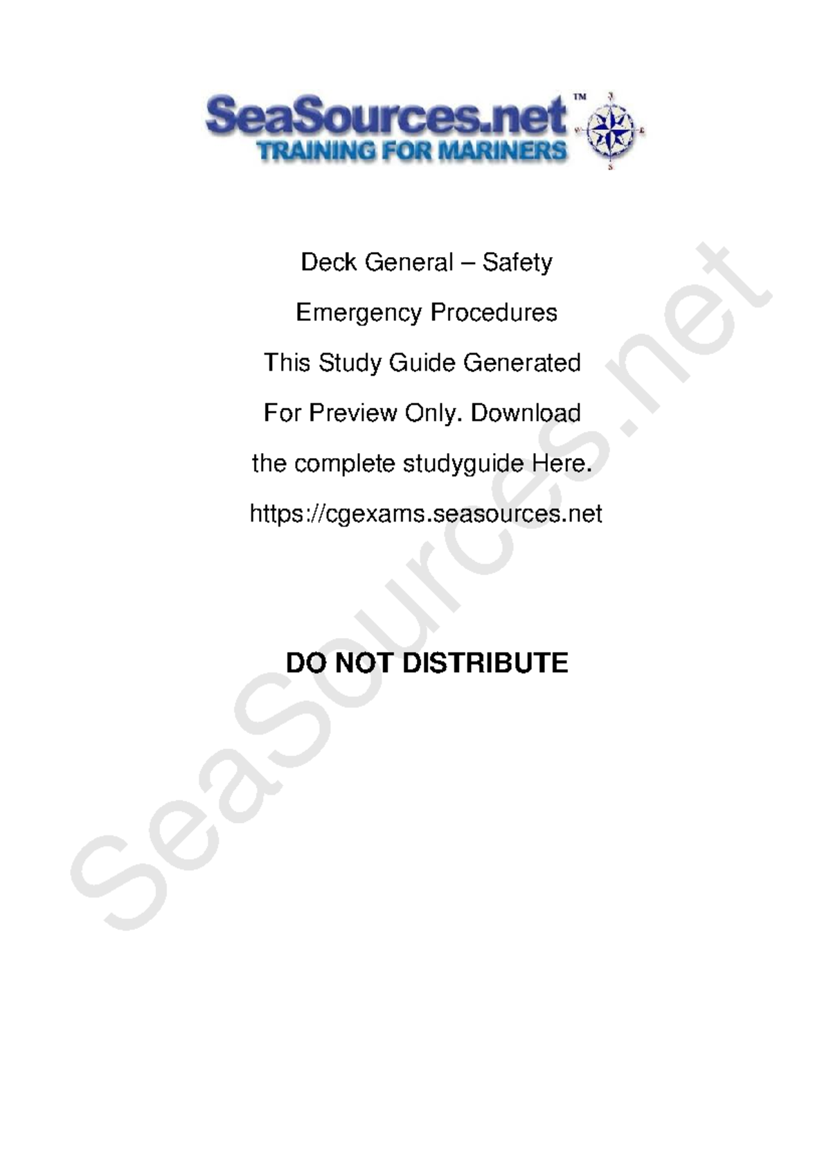 Preview Emergency Procedures questions 1 - DO NOT DISTRIBUTE SeaSources ...