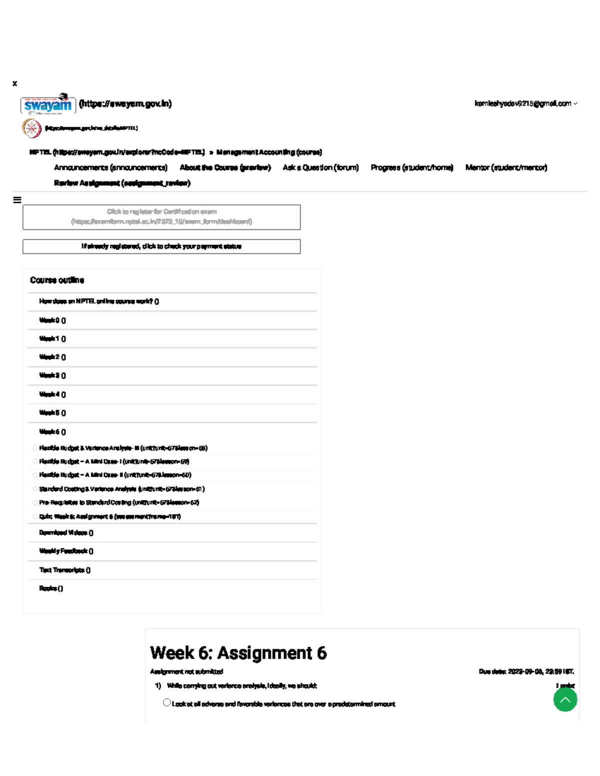 Management Accounting - Unit 8 - Week 6 - X NPTEL (swayam.gov/explorer?ncCode=NPTEL ...