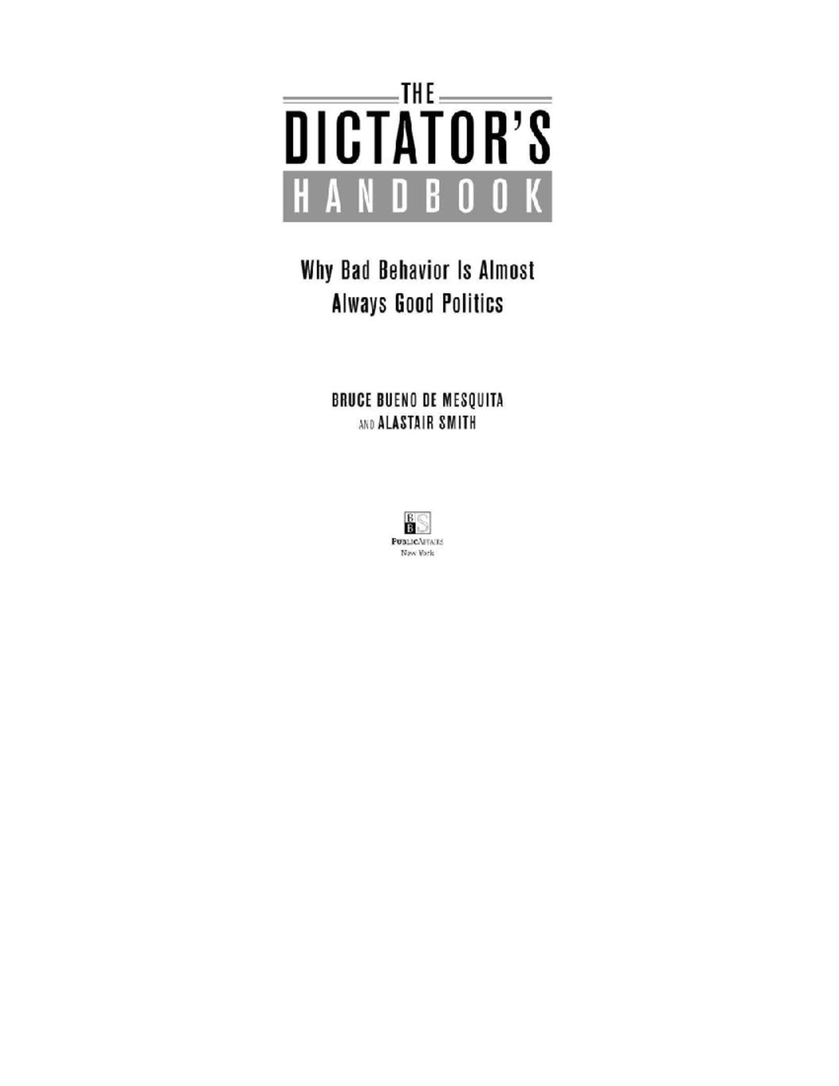 The Dictators Handbook - Table of Contents Title Page Dedication ...