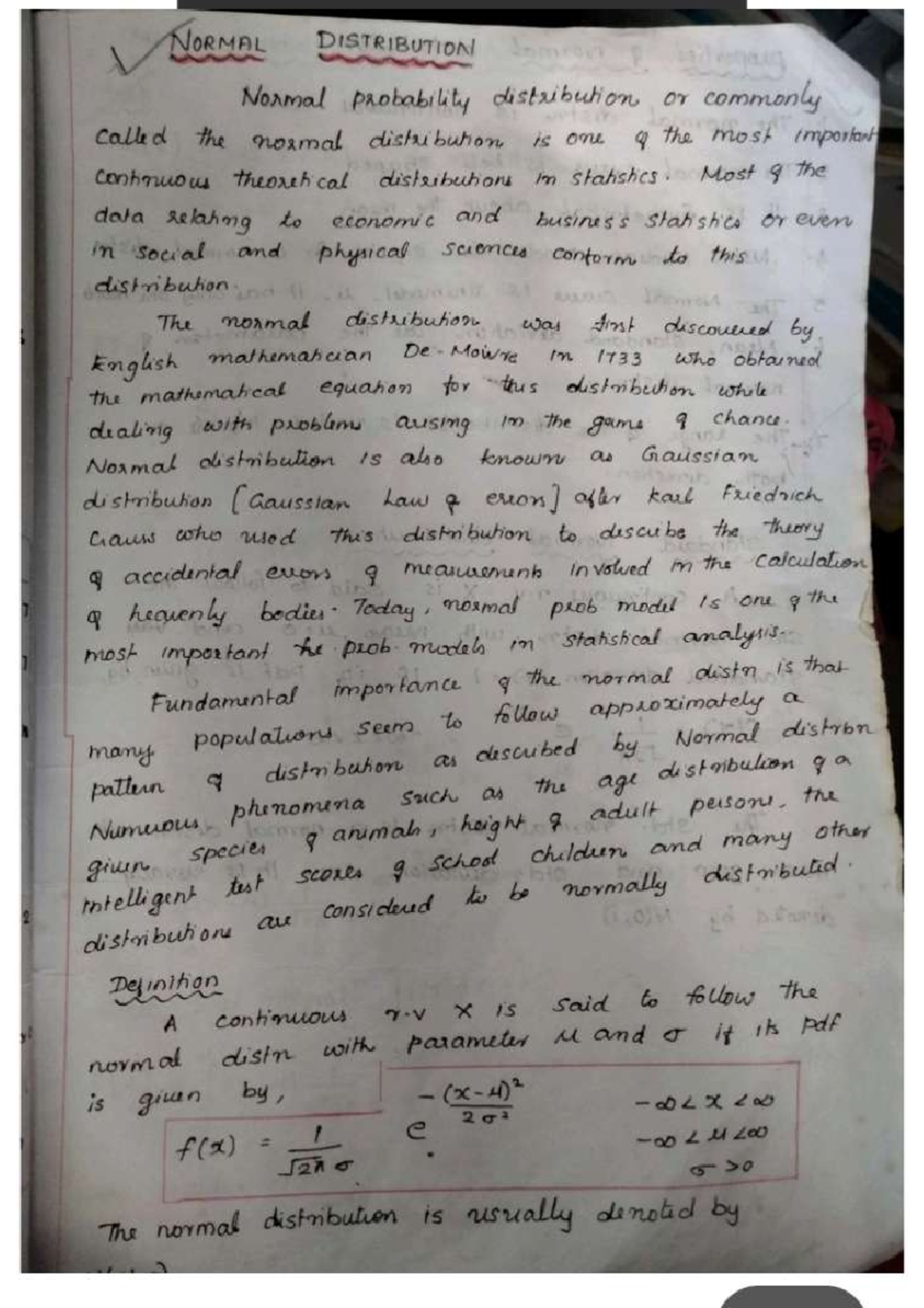 Normal distribution pdf - M.Sc.Mathematics - Studocu