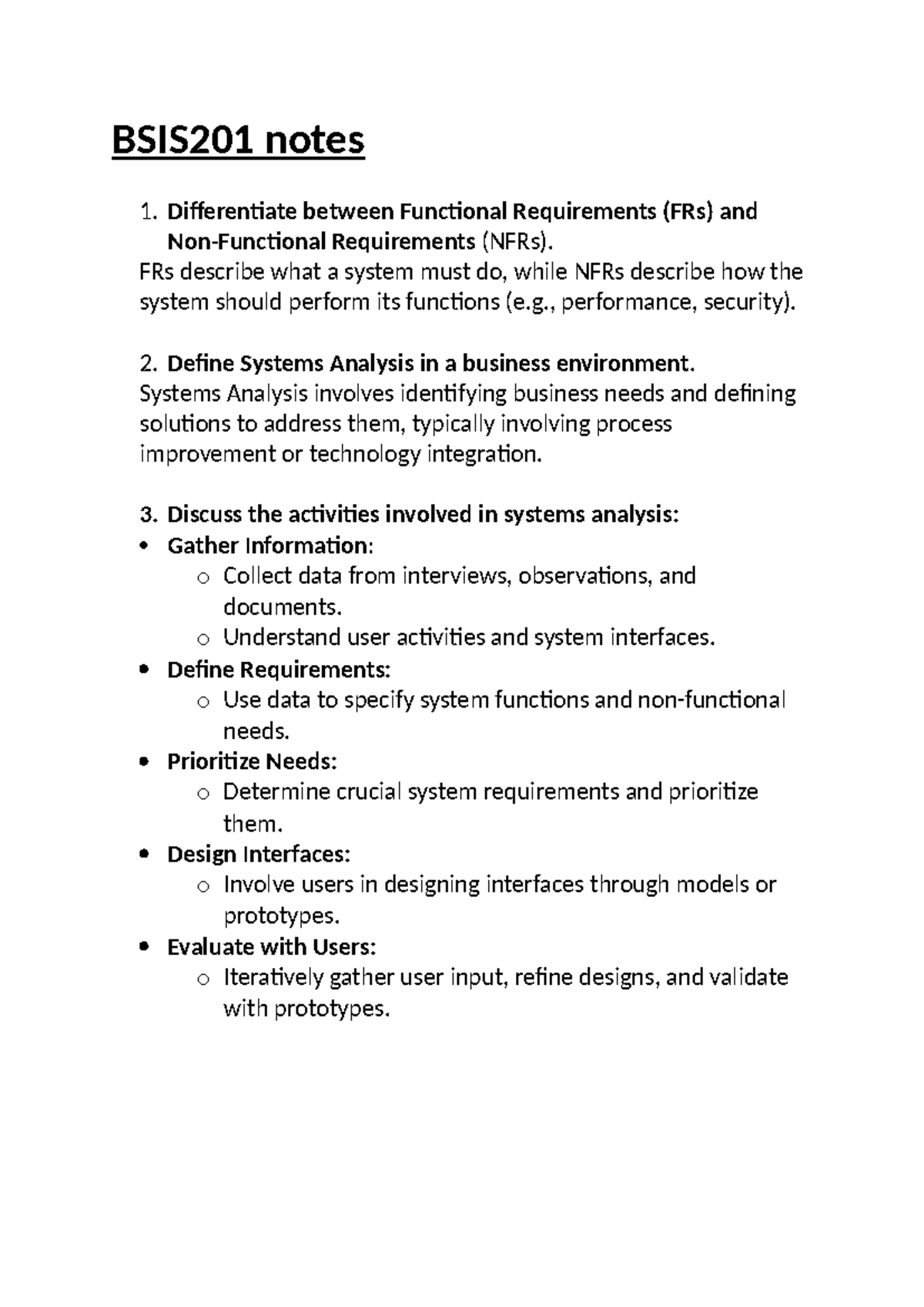BSIS201 notes - BSIS201 notes Differentiate between Functional ...