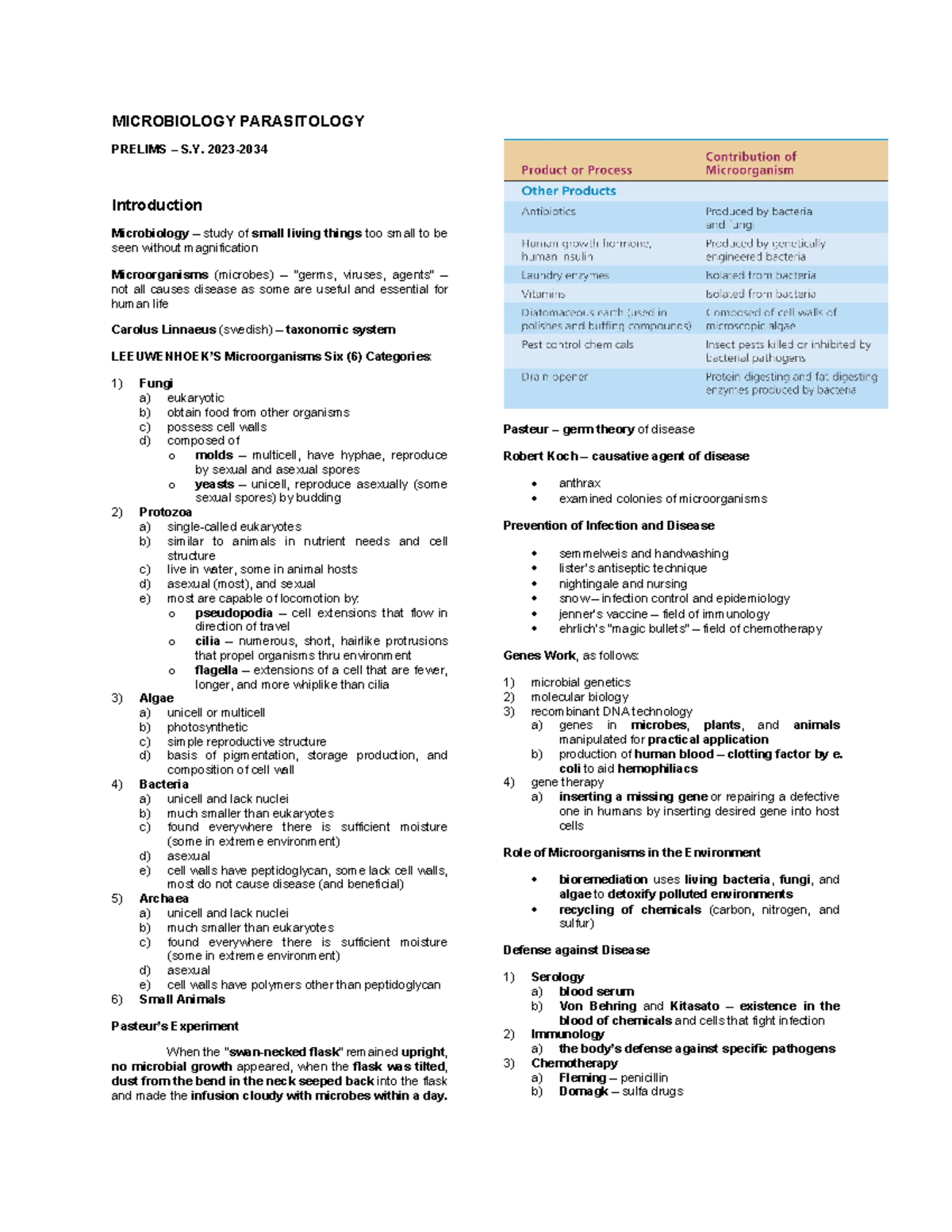 Micropara-LEC- Prelims - MICROBIOLOGY PARASITOLOGY PRELIMS – S. 2023 ...
