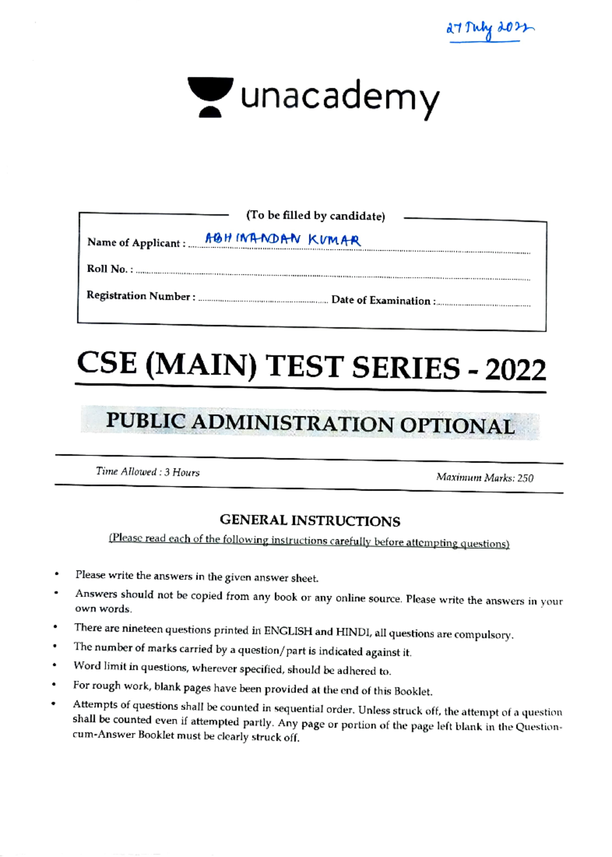 Abhinandan pubad un test 2 - Public Administration - Studocu