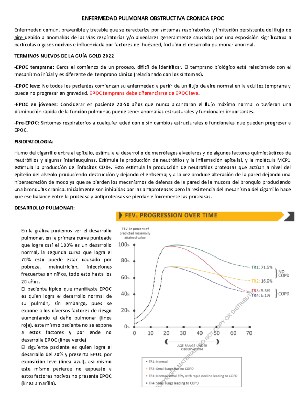 Doc. EPOC - EPOC - ENFERMEDAD PULMONAR OBSTRUCTIVA CRONICA EPOC Enfermedad común, prevenible y ...