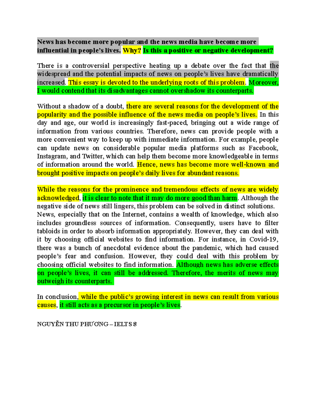 BÀI MẪU NEWS - writing task 2 - News has become more popular and the ...