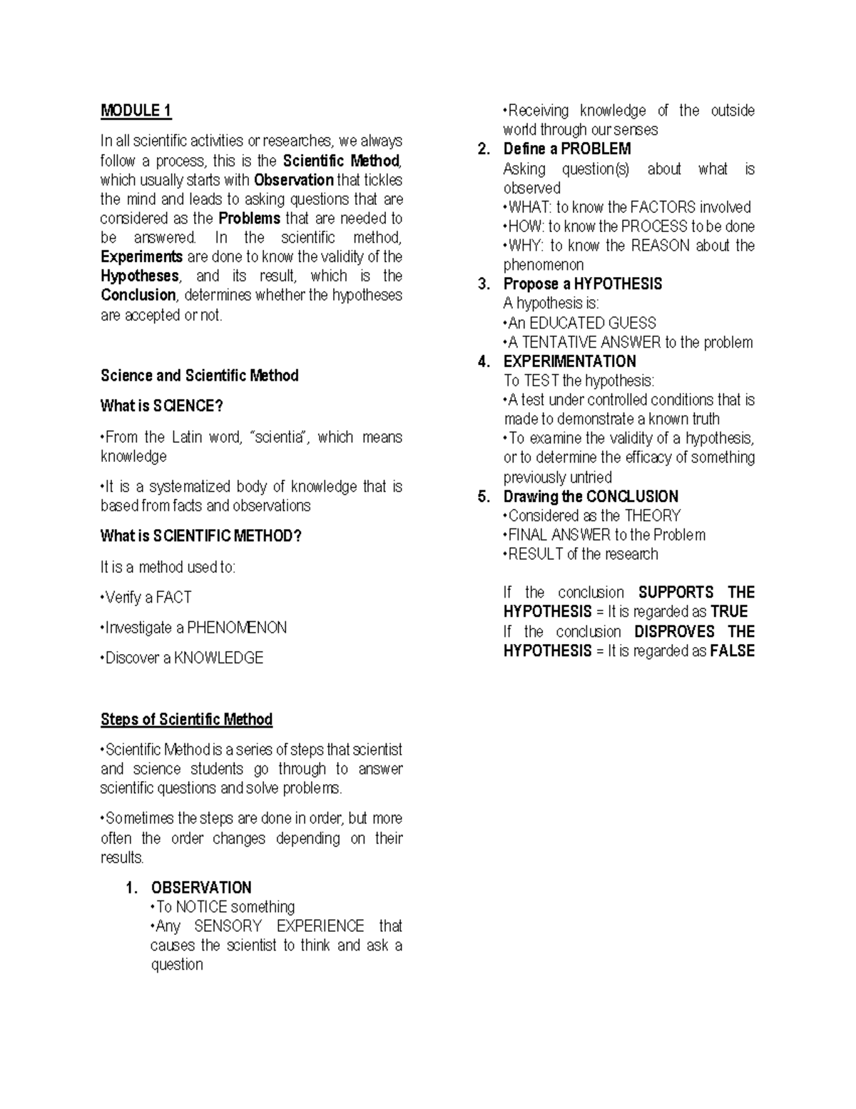 Module-1 - wdwd - MODULE 1 In all scientific activities or researches ...