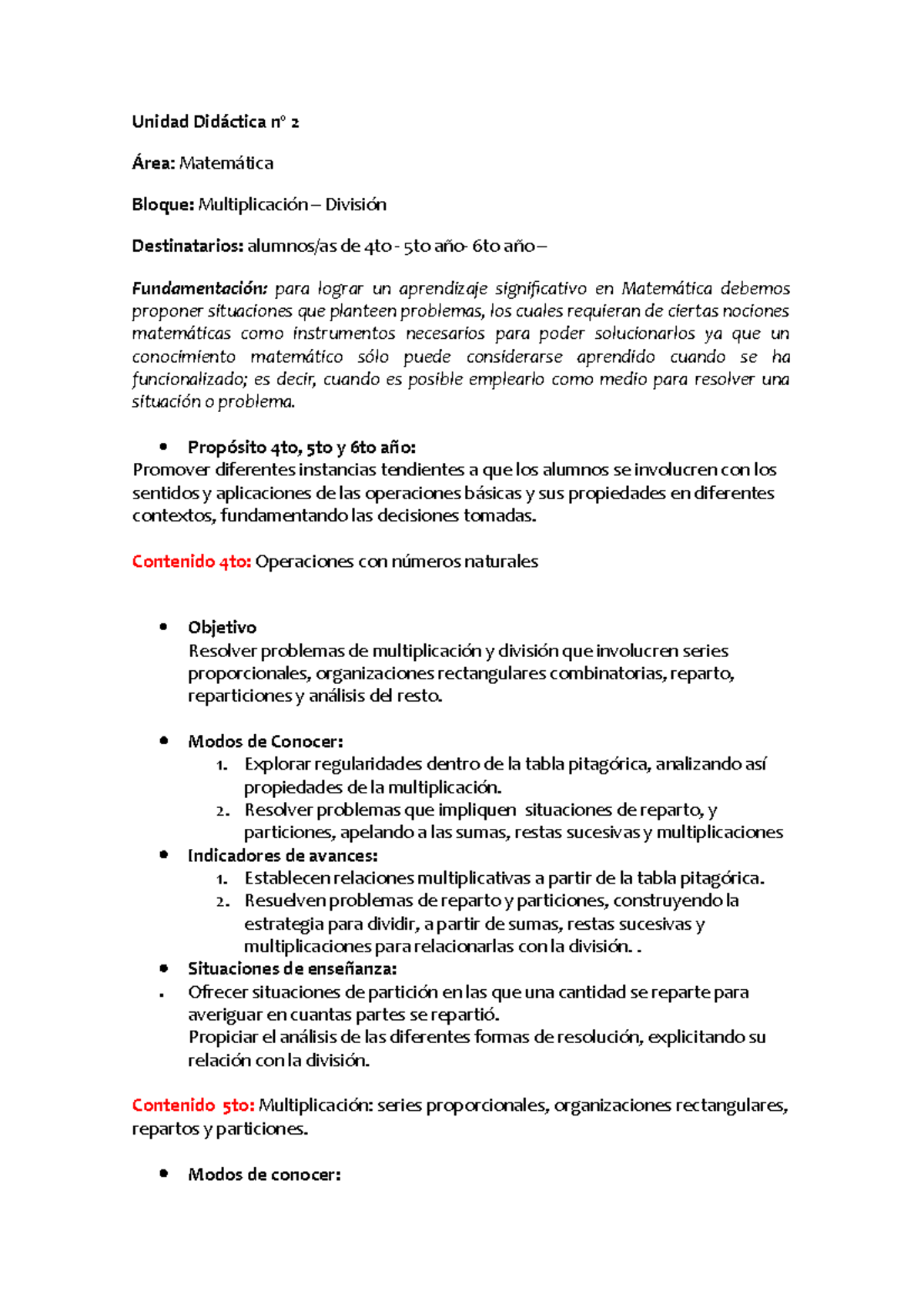 Unidad didact. 3 - multiplicaciòn y division. 2021 - Unidad Didáctica ...