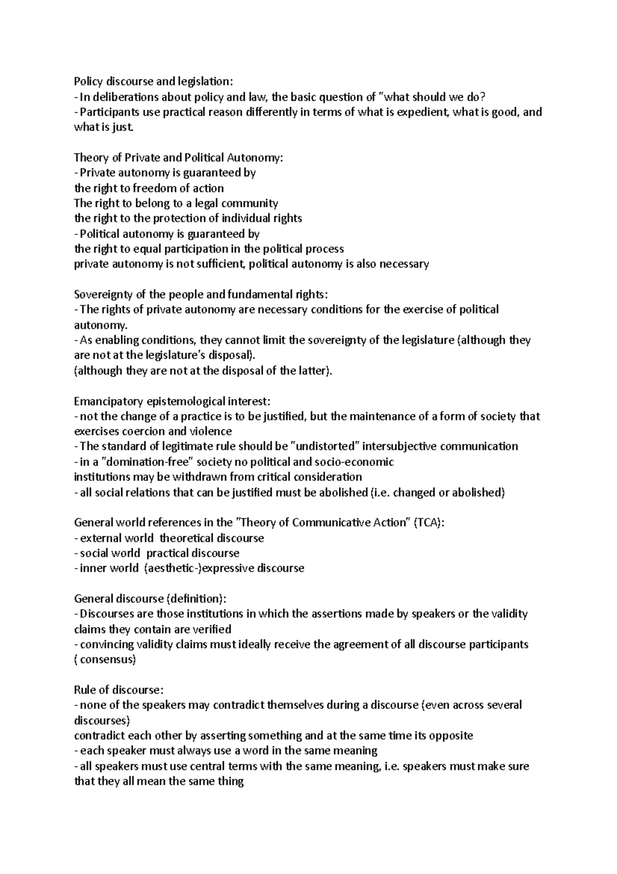 Policy discourse and legislation - Theory of Private and Political ...