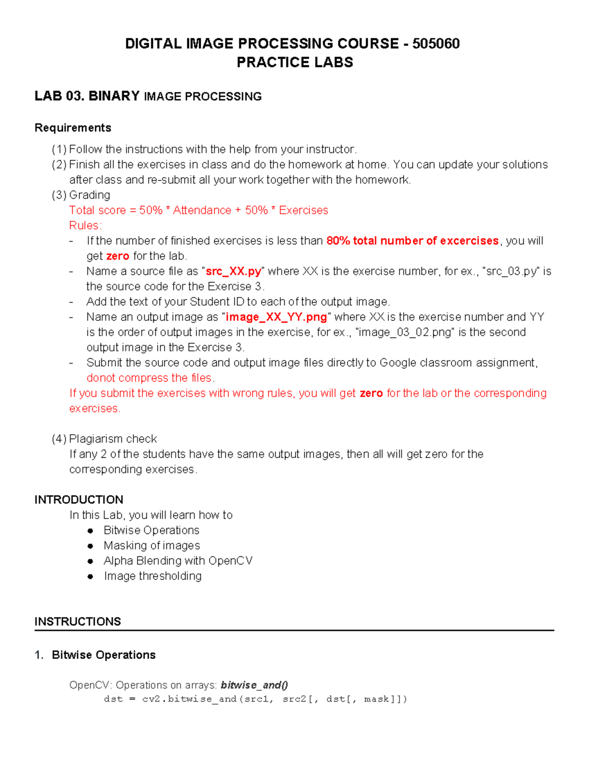 LAB 03 - Digital Image Processing Practice - DIGITAL IMAGE PROCESSING ...