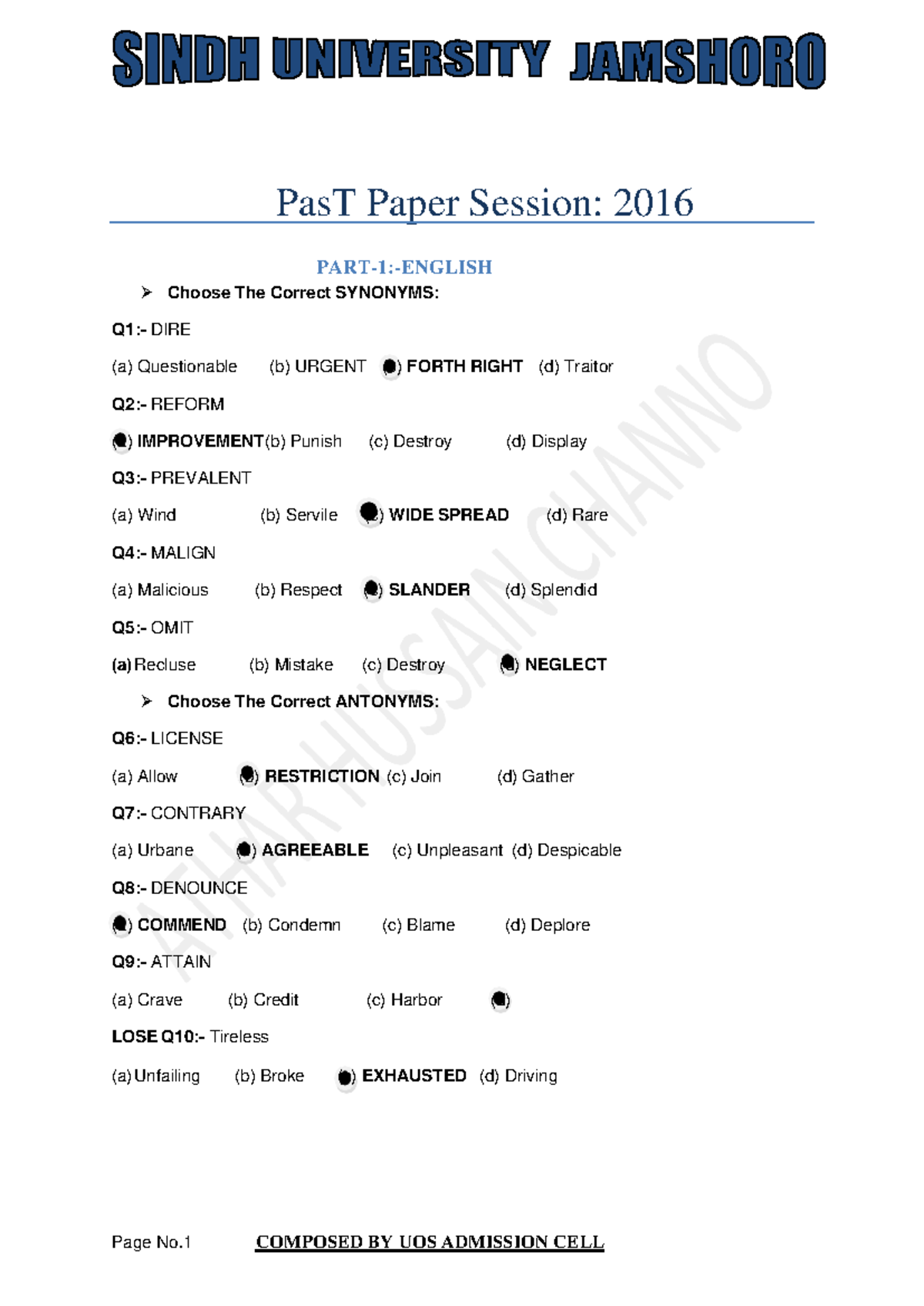 Sindh University 2016-converted-converted - PasT Paper Session: 2016 ...