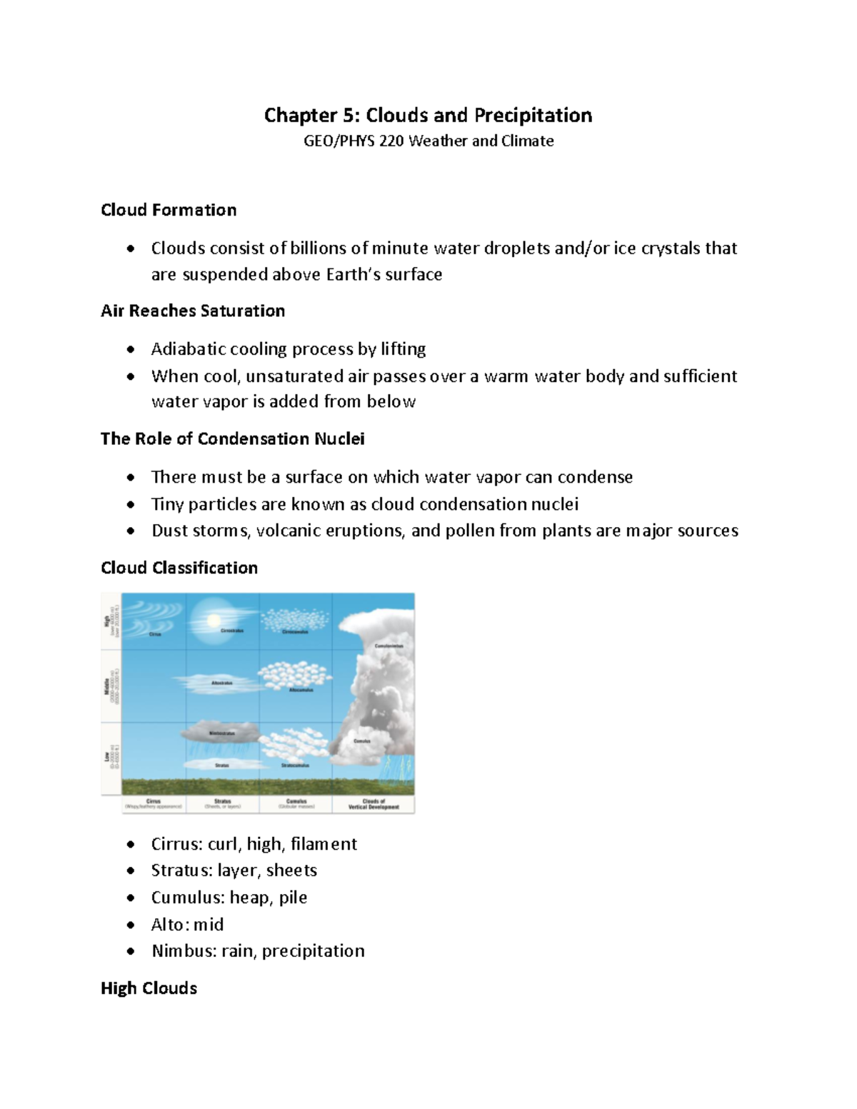 Chapter 5 Clouds and Precipitation - Chapter 5: Clouds and ...