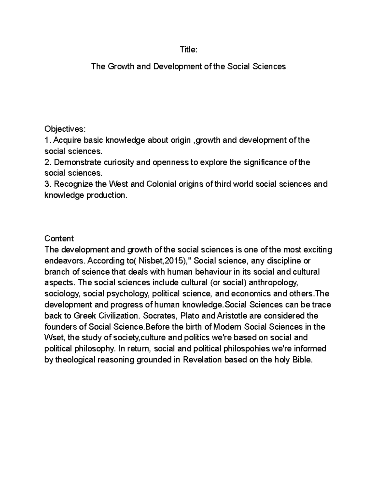 Instructional Materials - Title: The Growth and Development of the ...