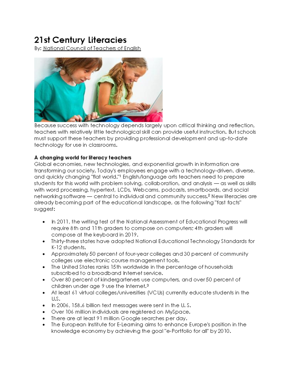 21st Century Literacies - But schools must support these teachers by ...