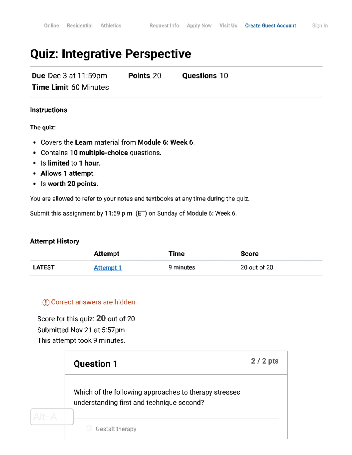 Integrative Perspective QUIZ 11 - COUC 504 - Studocu