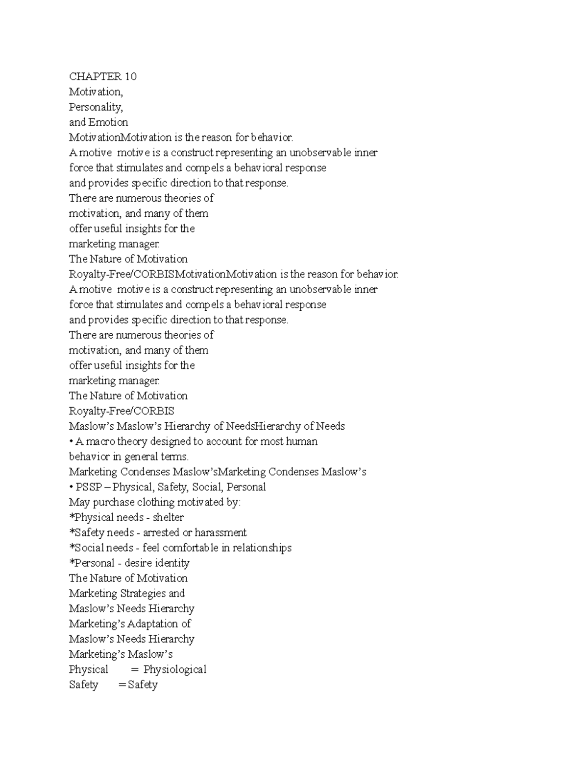 Chapter 10 Lecture - CHAPTER 10 Motivation, Personality, and Emotion ...