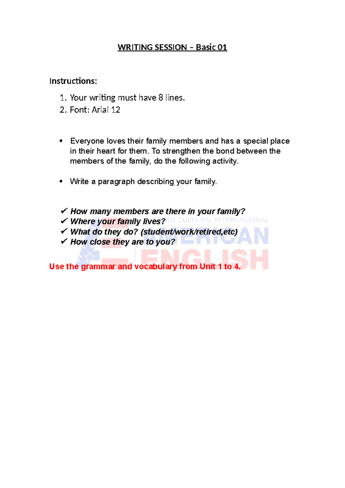 Kody 2024 - asdasdasdas - WRITING SESSION – Basic 01 Instructions: 1 ...